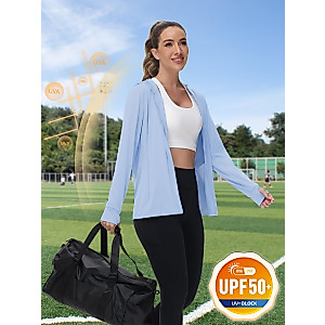 TACVASEN Women's UPF 50+ Hooded Jackets Zip Up Quick Dry Lightweight Jackets Sun Shirts Outdoors, Blue, 2XL