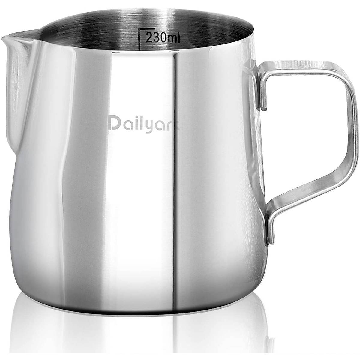 Dailyart Milk Frothing Pitcher 8 Oz/250ml - 304 Stainless Steel Milk Frother Cup with Special Dripless Spout and Scale, Espresso Machine Accessories, Milk Steaming Pitcher for Cappuccino, Latte Art