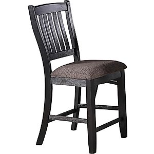 Wycian Chairs Vanity, Counter Chairs 1PC Dark Gray Fabric 18" L 23" W 42" H for Living Room Bedroom Dining Rooms Garden Boho High Chair