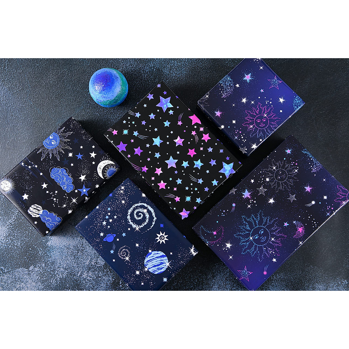 Titiweet Galaxy Wrapping Paper,Birthday Wrapping Paper for Men Women, 12 Sheets Constellation Wrapping Paper for Birthday Wedding Christmas, 20x28 Inches Per Sheet (Galaxy Constellation(12 sheets))