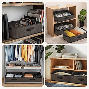 DAYARD Fabric Bins [3-Pack], Trapezoid Storage Bins with Handles, Foldable Baskets Storage Boxes for Shelves, Closet, Bookshelf, Organizer Containers, 20 x 11 x 8 inch Coffee