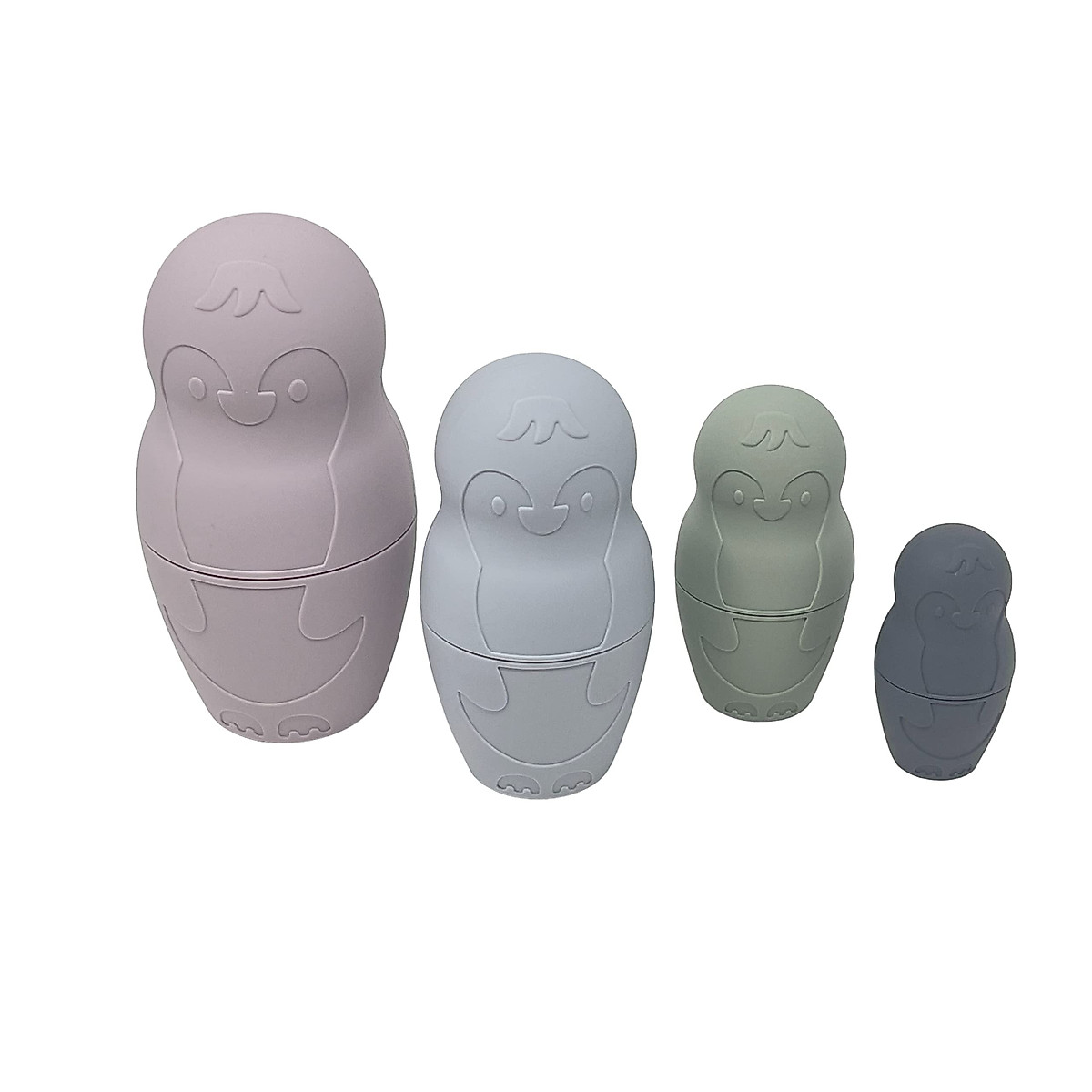 BraveJusticeKidsCo. Puffy Penguins Toddler (1+) Silicone Stacking Nesting Dolls Toy : No Small Parts for Baby