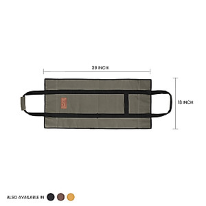 WHITEDUCK TUFF Large Firewood Carrier 21 Oz. Heavy Duty Waxed Canvas Log Carrier Holder for Fireplace, Carrying Wood Indoor & Outdoor (Olive, Rectangle (39"x18"))