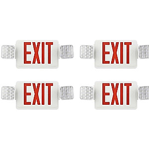 EXITLUX 1 Pack Red Led Emergency Exit Lights with Battery Backup-UL Certified 2 LED Adjustable Head -120/277VAC-Emergency Exit Sign/Exit Emergency Light Combo/Exit Signs for Business/Room.