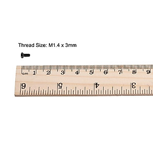 uxcell M1.4x3mm Phillips Screw Fastener Black 2.5mm Dia Screw Head for Laptop PC TV Fan Switch 200pcs