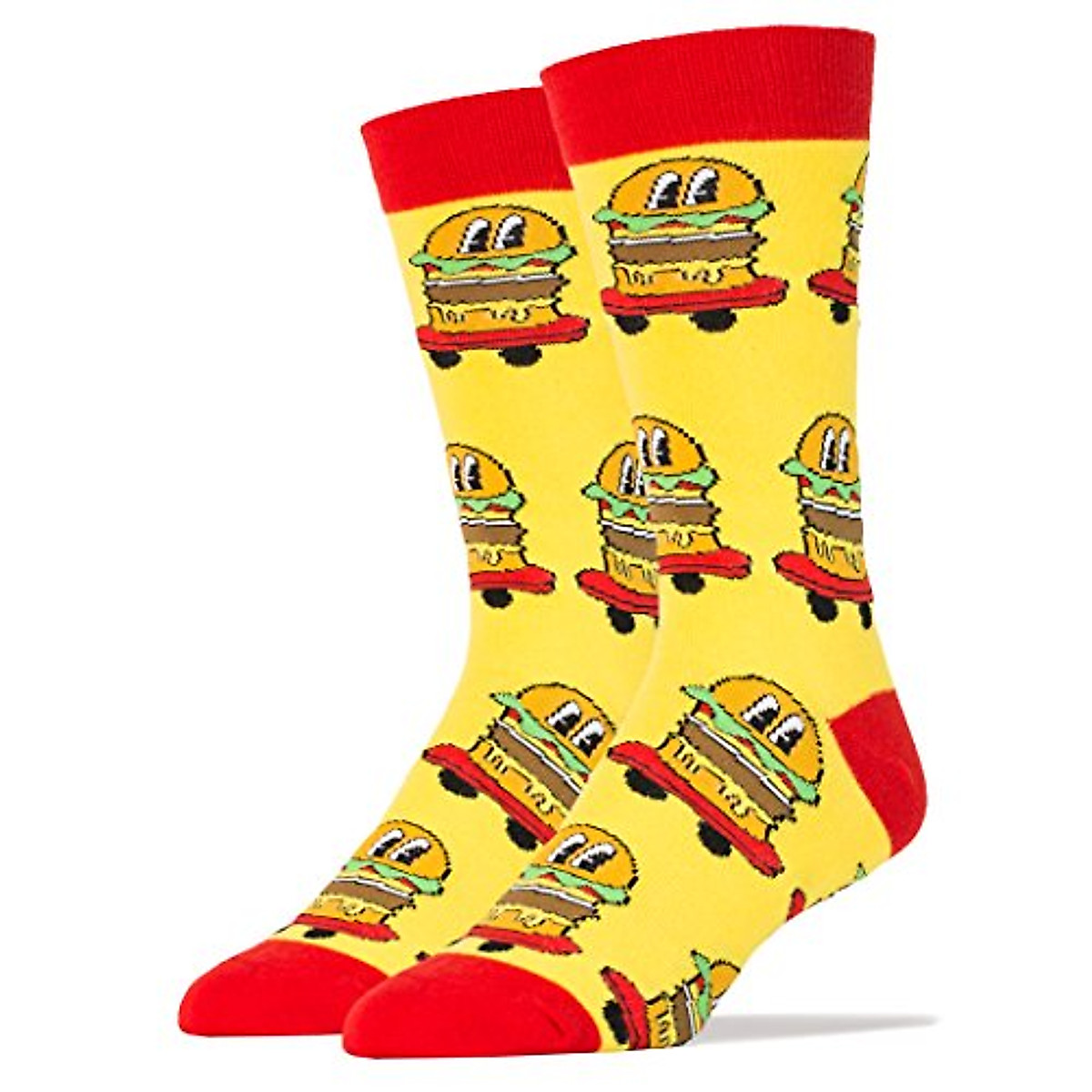 Oooh Yeah Men's Luxury Combed Cotton Crew Socks Burgers on Wheels