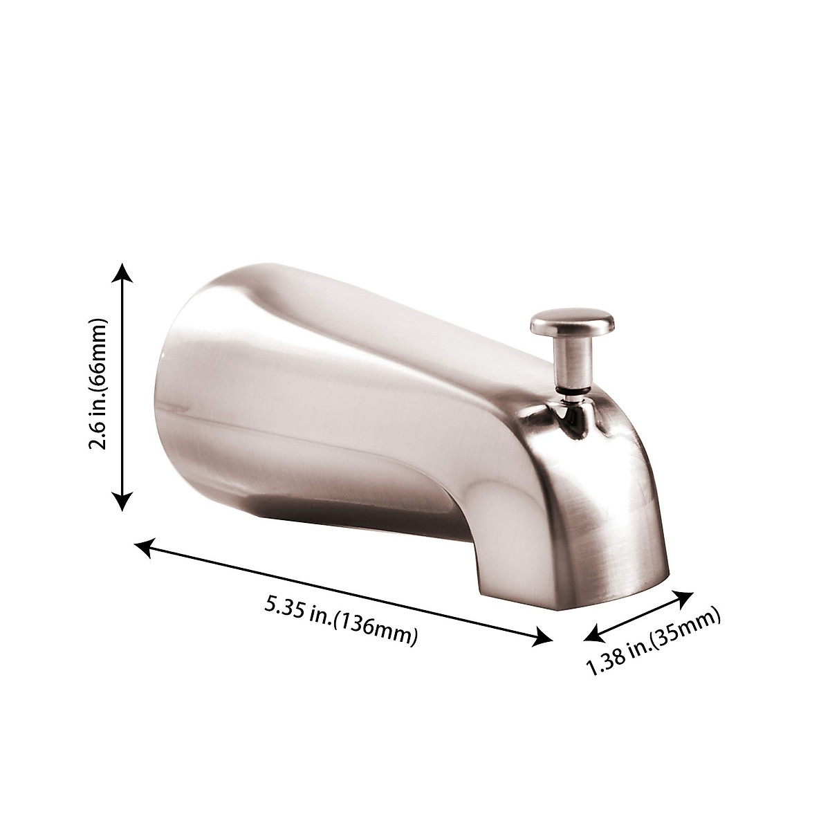 SENTO Slip On Nickel Universal Bathroom Tub Spout with Diverter, Durable Heavy Duty Metal Bathtub Faucet with Shower Diverter - 4 Inches 1/2" Copper Pipe, Satin Nickel
