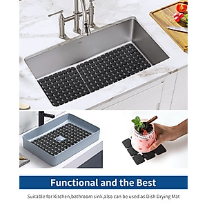 Bligli Sink Mat for Stainless Steel/Ceramic Sinks, 2 Pack 15.7x11.8 inches PVC Sink Protectors for Bottom of Kitchen Sink, Dishes and Glassware drain Mats, Durable and Fast Draining (Black)