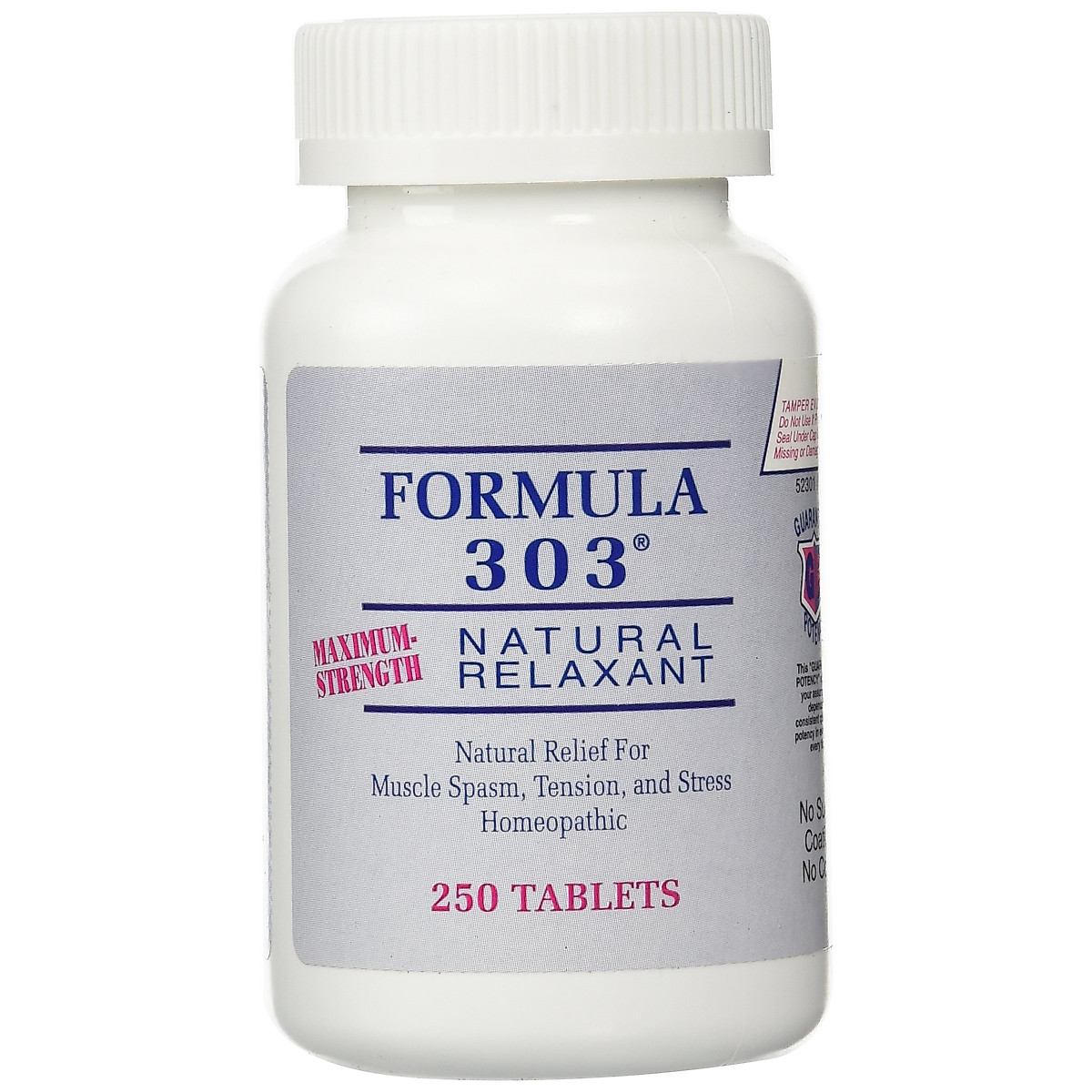 Dee Cee Labs Formula 303 Maximum Strength All-Natural Relaxant Tablets, 250 Tablets; All-Natural Relaxant containing Magnesium for Sore Muscles, Passion Flower, and Valerian Root