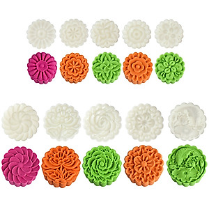 Moon Cake Mold Set Chinese Mid-autumn Festival 5pcs 35g Cookie Stamps + 5pcs 83g Cookie Press Mooncake Mold, Thickness Adjustable DIY Decoration Hand Press Cutter Cake Mold