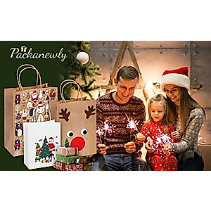 Packanewly Kraft Paper Bags with Handles, 36 PCS Brown - Eco-Friendly Gift Bags - Mixed Sizes: Small, Medium & Large for Retail, Gift, Shopping, Wedding, Birthday & Parties