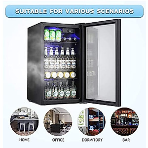 Antarctic Star Beverage Refrigerator -100 Can Mini Fridge for Soda Beer or Wine,Small Drink Dispenser, For Office or Bar with Adjustable Removable Shelves，Convertible Door ，3.2 Cu. Ft.…