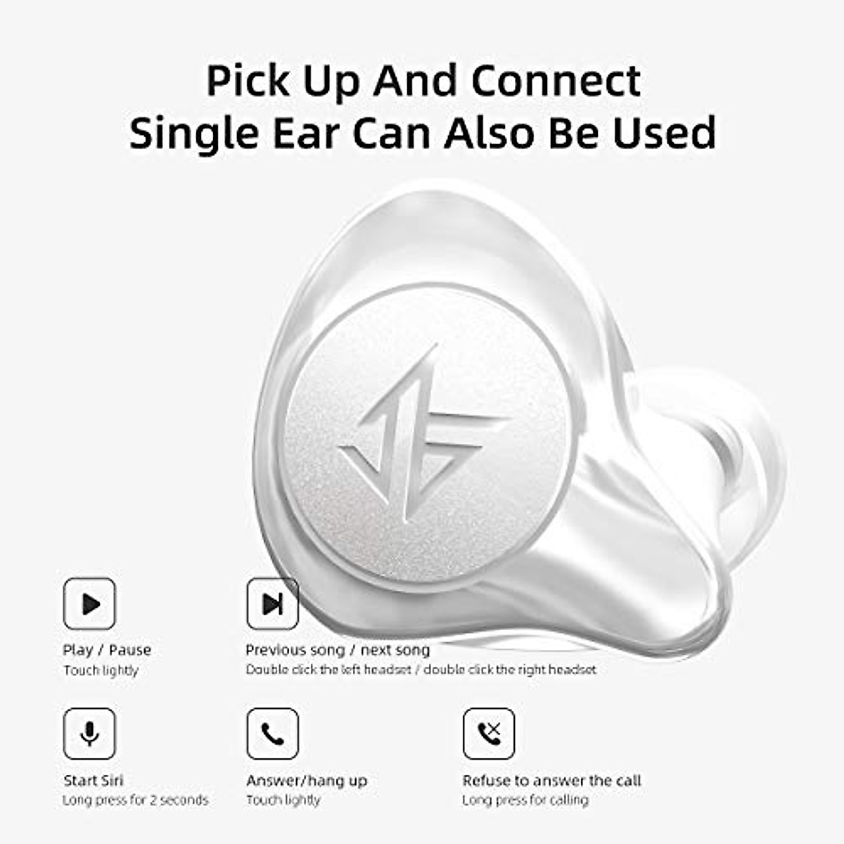 KZ S2 True Wireless Earbuds for iPhone Android Hybrid Technology Bluetooth Earphones with Microphone (White)