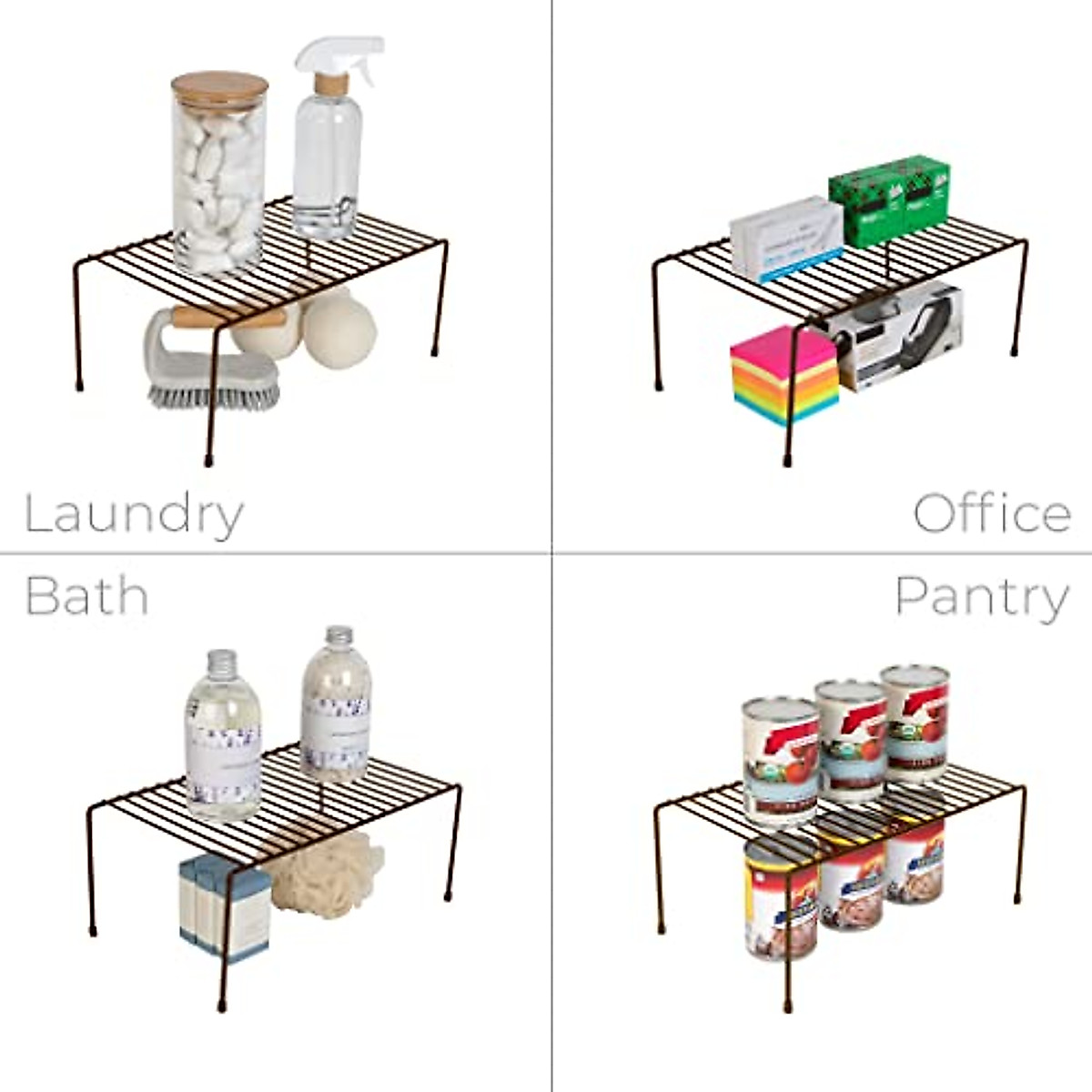 Smart Design Cabinet Storage Shelf Rack - Medium (8.5 x 13.25 Inch) - Steel Metal Wire - Cupboard, Plate, Dish, Counter & Pantry Organizer Organization - Kitchen [Bronze]