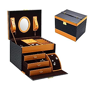 ZSEDP Travel Display Jewelry Organizer Box Multi Function Large Capacity Women Jewellery and Makeup Storage Case (Color : E, Size