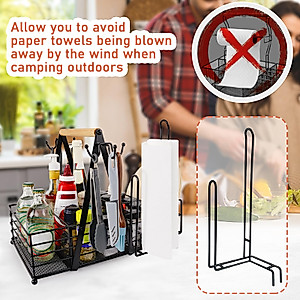 E EASTSTORM Grill Caddy Metal BBQ Caddy with Paper Towel Holder Utensil Caddy Picnic Condiment Caddy Large BBQ Grill Tool Holder Organizer Storage Adjustable Compartment Storage