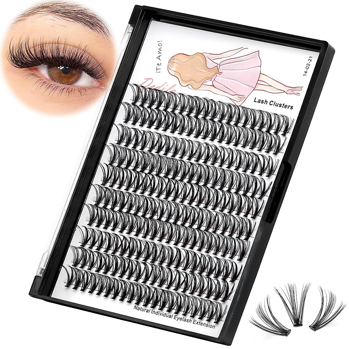 Dedila 8-22mm to Choose 20D/40D/60D/80D/100D Individual False Eyelashes Makeup Cluster Eyelashes Thickness 0.07mm D Curl Natural long Black Soft 3D Eye Lashes Extensions (20D-15mm)