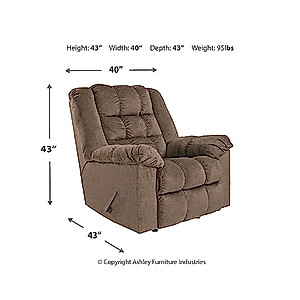 Signature Design by Ashley Drakestone Tufted Manual Rocker Recliner with Lumber Heat and Massage, Light Brown