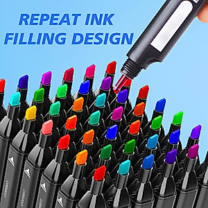 ATOPSHINY Alcohol Markers 168 Colors Drawing Pens Set Dual Tip Permanent Art Markers for Kids and Adult Gifts-168 Black Shell Refillable