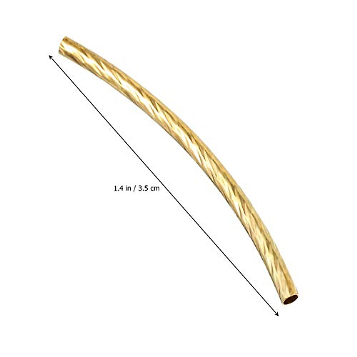 200pcs Long Curved Noodle Tube 35mm Gold Twist Spacer Beads Copper Curved Beads DIY Jewelry Making Accessories Tube Beads for Necklace Bracelet