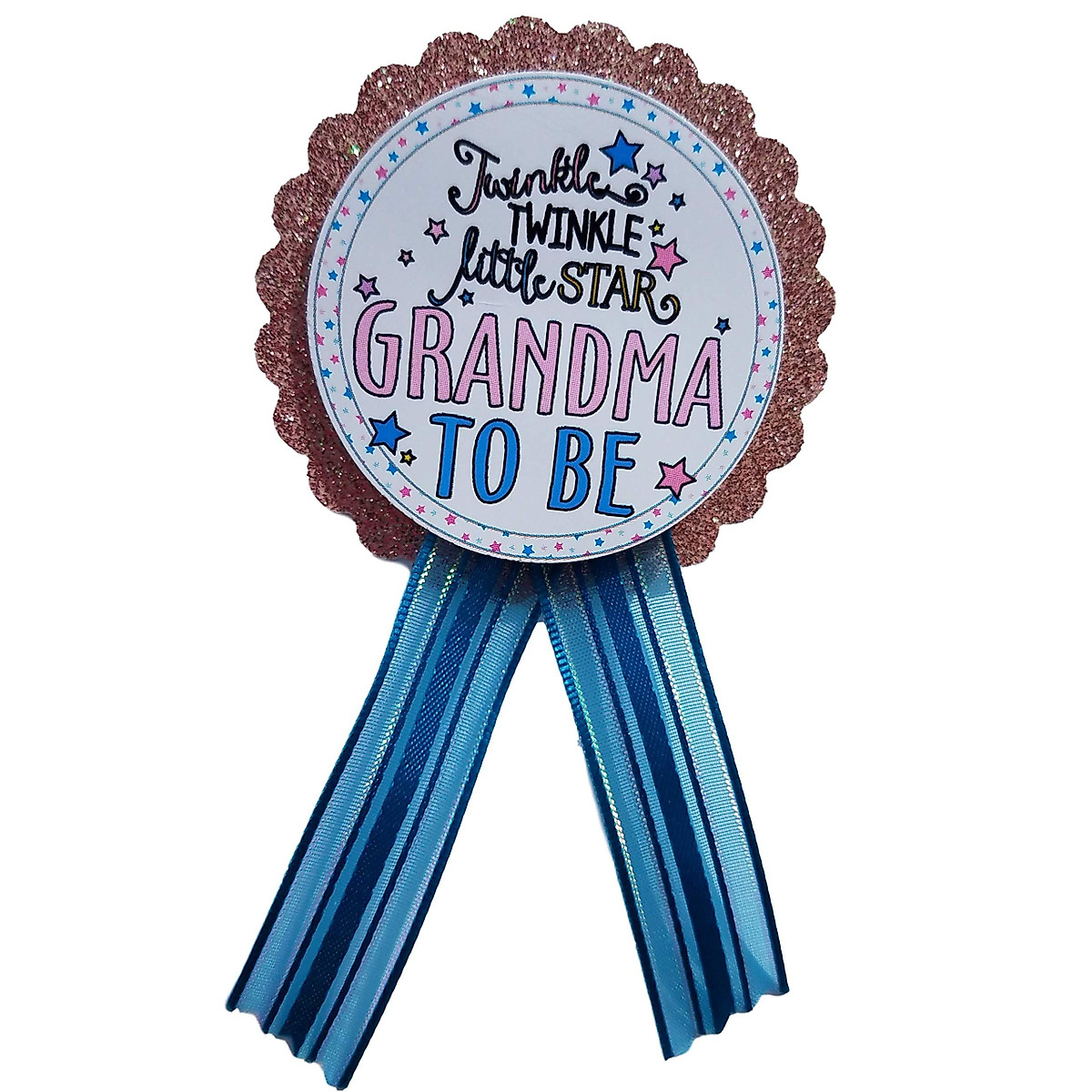 Twinkle Little Star Grandma to Be Pin Baby Shower for Nona to wear, Pink & Blue, It's a Girl, It's a Boy Baby Sprinkle
