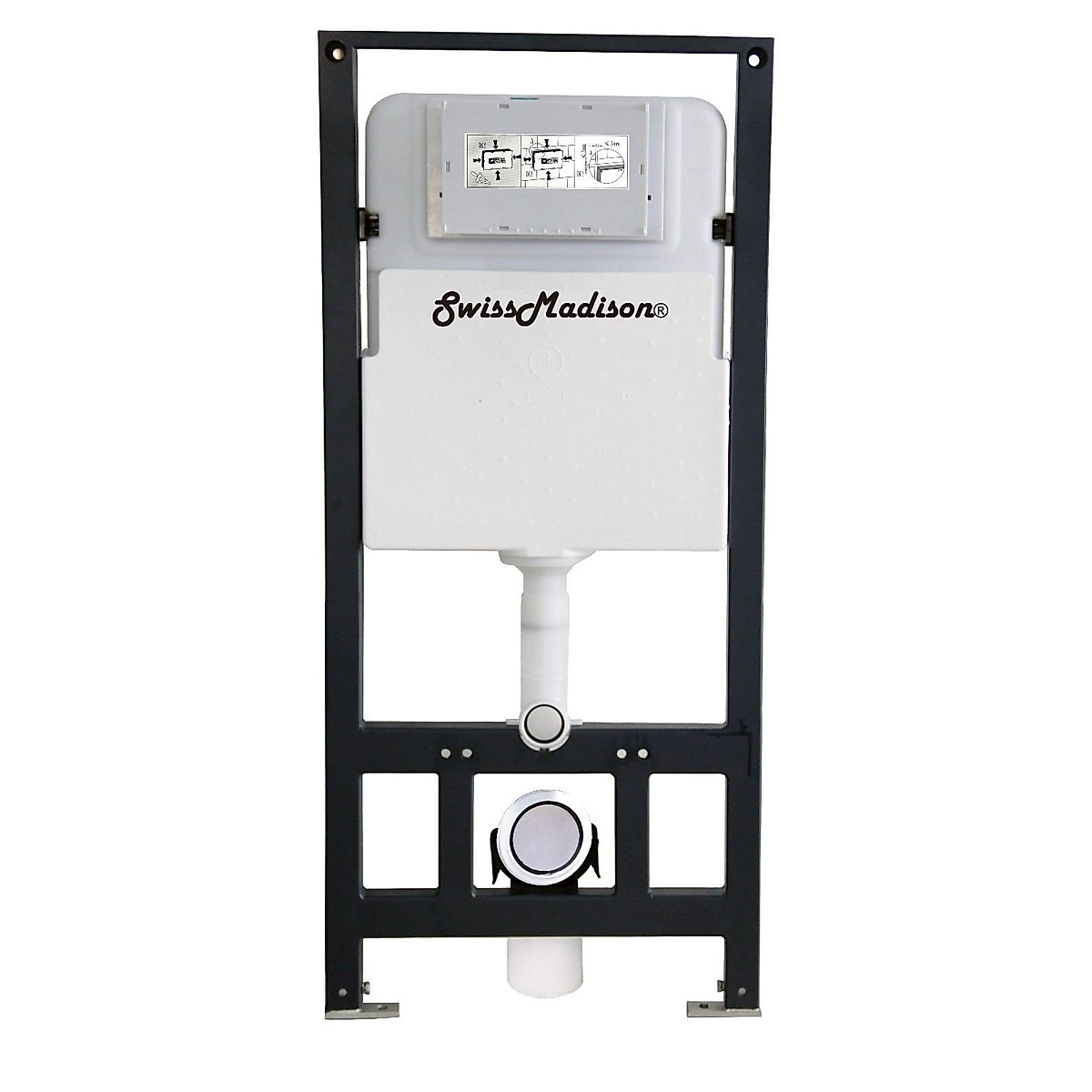 Swiss Madison Well Made Forever SM-WT449 St. Tropez Wall Hung Toilet (Glossy White) and SM-WC426 Toilet Tank Carrier