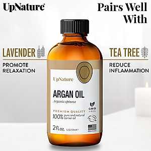 UpNature Argan Oil 2oz - 100% Natural & Pure Argan Oil for Hair Growth, Natural Cuticle Oil & Skin Care Products for Stretch Marks & Scars- Carrier Oil for Essential Oils for Skin