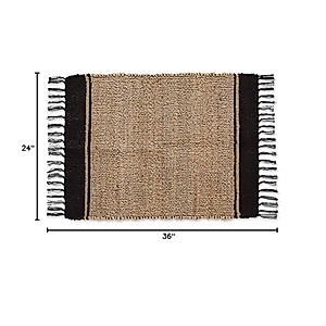 DII Woven Rugs Collection Hand-Loomed Jute, 2x3', Black Stripes