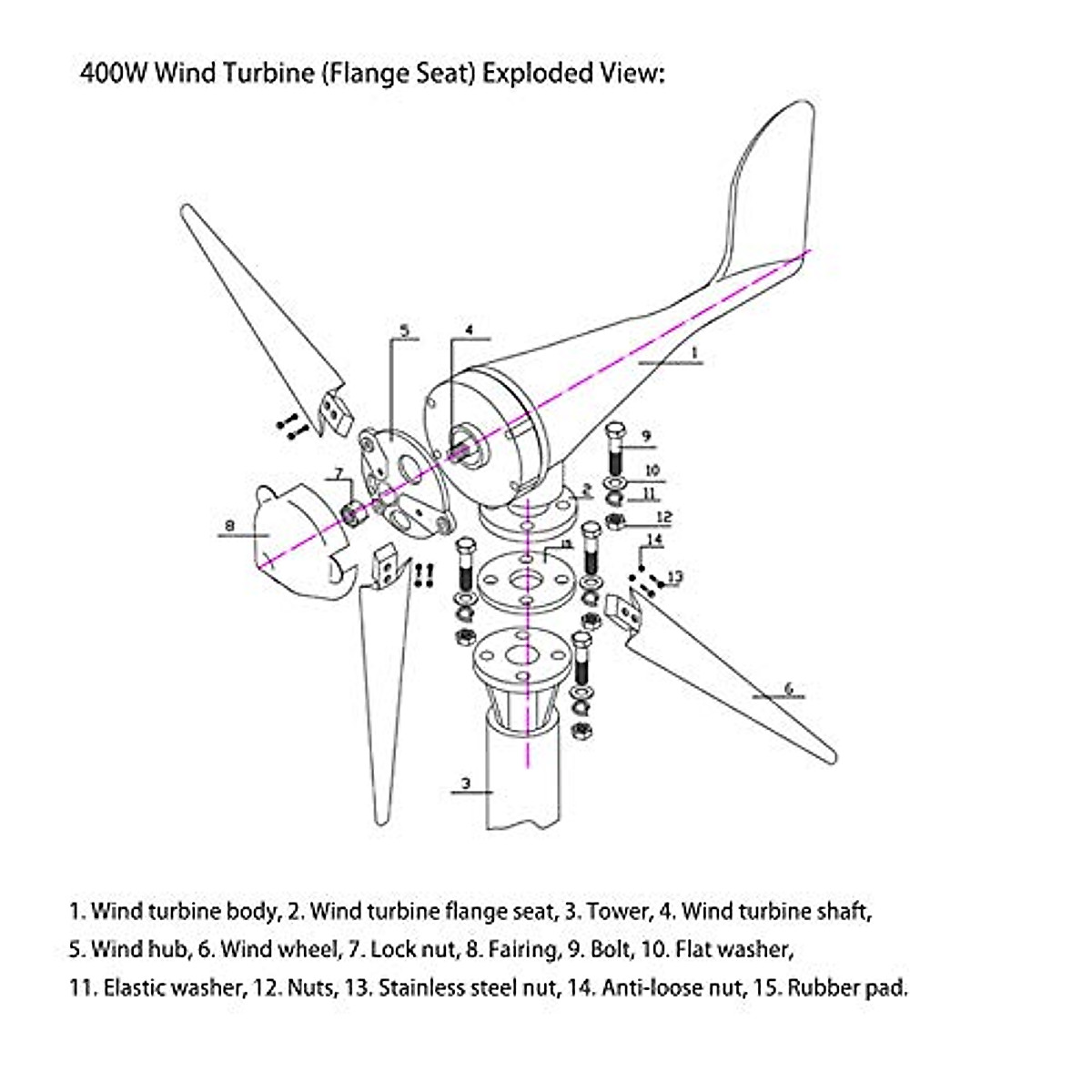 ATO 400W Wind Turbine, 12V/24V/48V, Aluminum Alloy Body, Wind Turbine Generator For Home Use/Boat (24V)