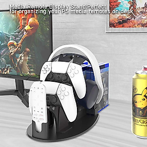 EJGAME Dual Game Controller & Headphone & Media Remote & Game Disc Stand Holder Compatible with PS5,/PS4/Xbox ONE/Series X/Switch,Stay Organized(Black)