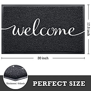 CozyBounty Black Door Mat Durable Welcome Mats Outdoor Indoor Non-Slip Doormat for Entryway Low-Profile Floor Mat for Yard, Garage, High Traffic Areas (30"x17.5", Black)