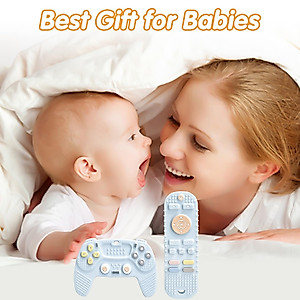 Remote Teether for Pet 2 Pack Baby Remote Control Toy Baby Teething Toys for Babies 0-6,6-12,18 Months,BPA Free Silicone Baby Teether Toys for Infant Toddlers Teething Relief Chew Toys Set,6m+