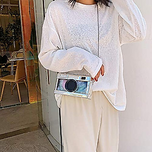 Rebecca US Rebecca Women Retro Radio Shape Crossbody Bag PU Leather Vintage Top Handle Handbag Purse (X-White)