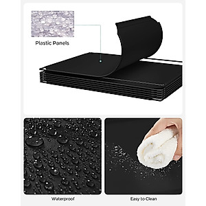 SONGMICS Cube Storage Organizer, Set of 16 Plastic Cubes, Book Shelf, Closet Organizers and Storage, Room Organization, Bedroom Living Room, 12.2 x 48.4 x 48.4 Inches, Black ULPC44BK