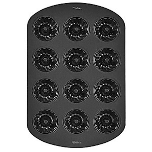 Wilton Non-Stick Mini Fluted Tube Pan, 12-Cavity, Steel, Multi-Cavity Mini Cake Pan, Black & Perfect Results Premium Non-Stick 9-Inch Fluted Tube Pan