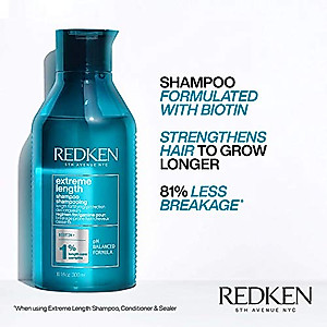 Redken Extreme Length Shampoo | For Hair Growth | Prevents Breakage & Strengthens Hair | Infused With Biotin | 10.1 Fl Oz (Pack of 1)