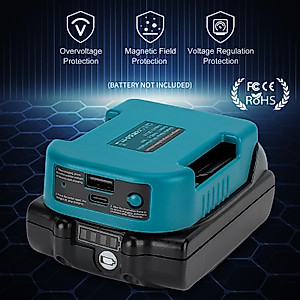 5-Packs USB Charger Adapter for Makita 18V LXT Battery,Battery Holders with USB-A&USB-C 2.1A Fast Charge Ports