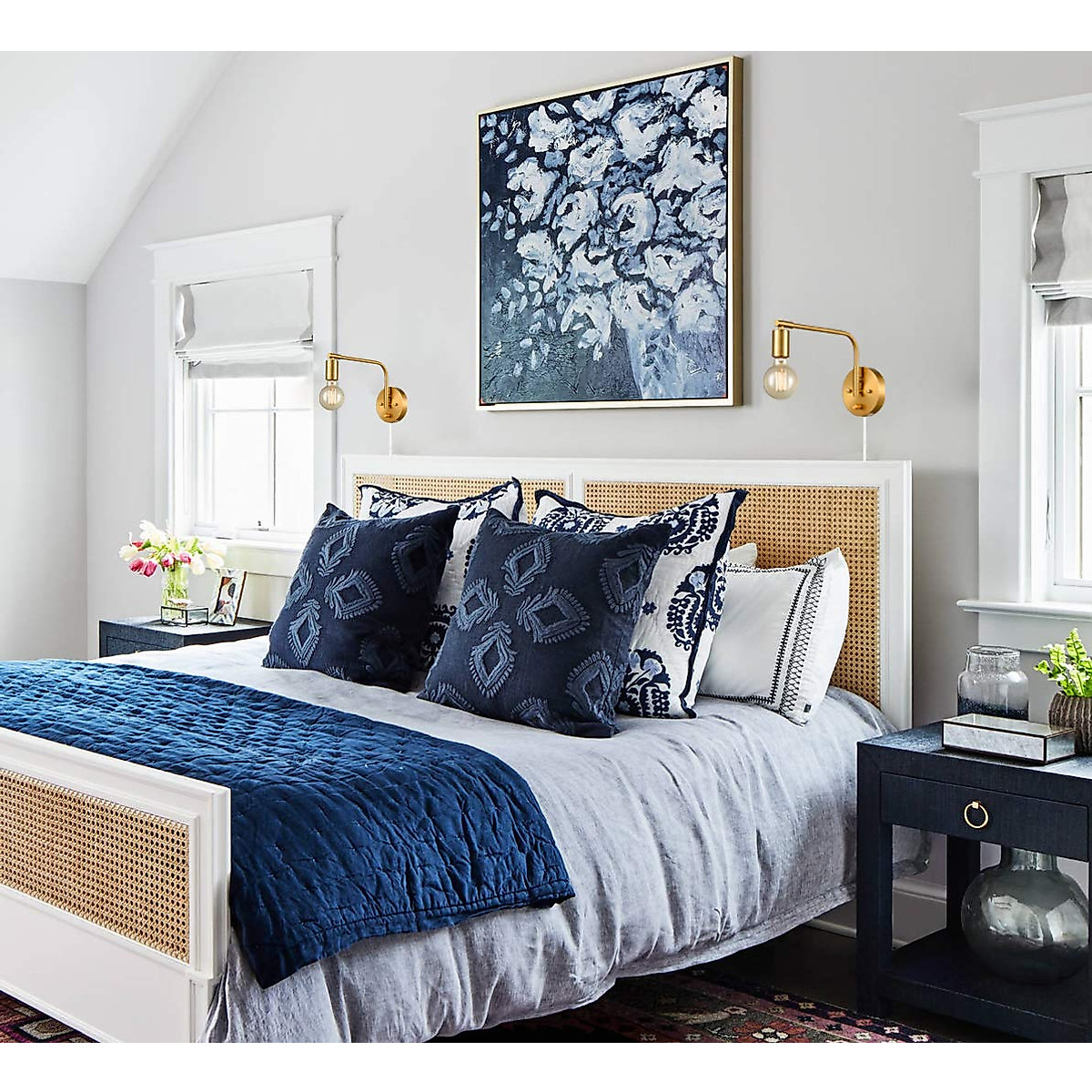 DANSEER Edison Brass Wall Sconces Set of Two Sconce Plug in with Switch Swing arm