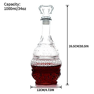 MDLUU Liquor Decanter, Glass Spirits Decanter with Airtight Stopper, Whiskey Vodka Bourbon Decanter Bottle for Gift, Home, Bar, Party Decor, 34oz/1000ml