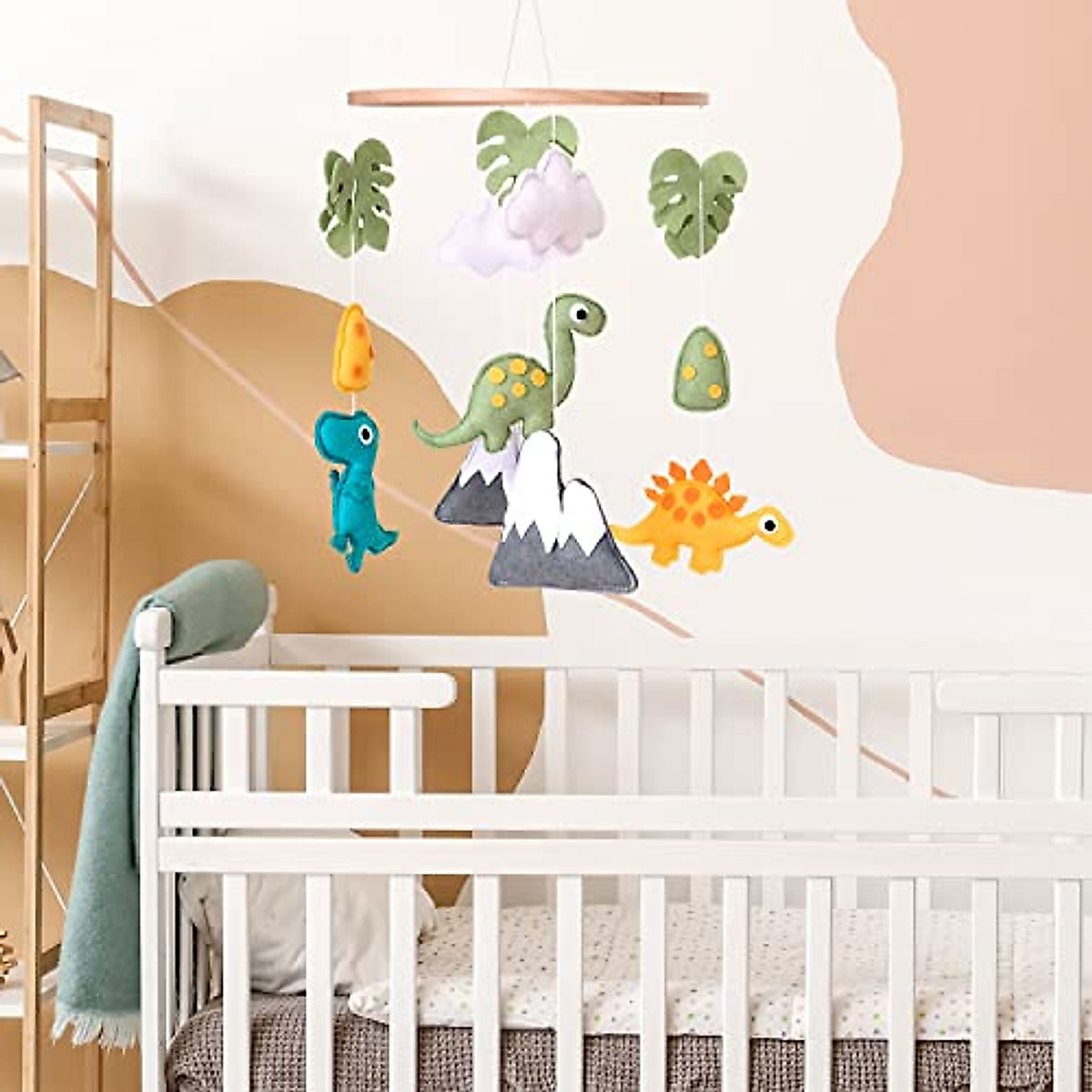 Vlokup Dinosaur Baby Crib Mobile, Dino Baby Mobile, Neutral Nursery Mobile Decoration for Pack N Play, for Baby Boy & Girl
