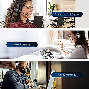 TruVoice BT65 Wireless USB Headset with Hi-Fi Audio and Noise Canceling Microphone - v5.2 Bluetooth Fast Charging Base and 15hr Talk time - Multi Connectivity with Both Computer and Cell Phone.