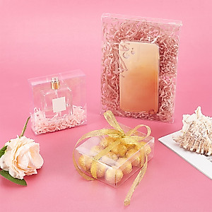 BENECREAT 30PCS Clear Wedding Favour Boxes 4x4x1.2 Rectangle PVC Transparent Gift Boxes for Candy Chocolate Valentine