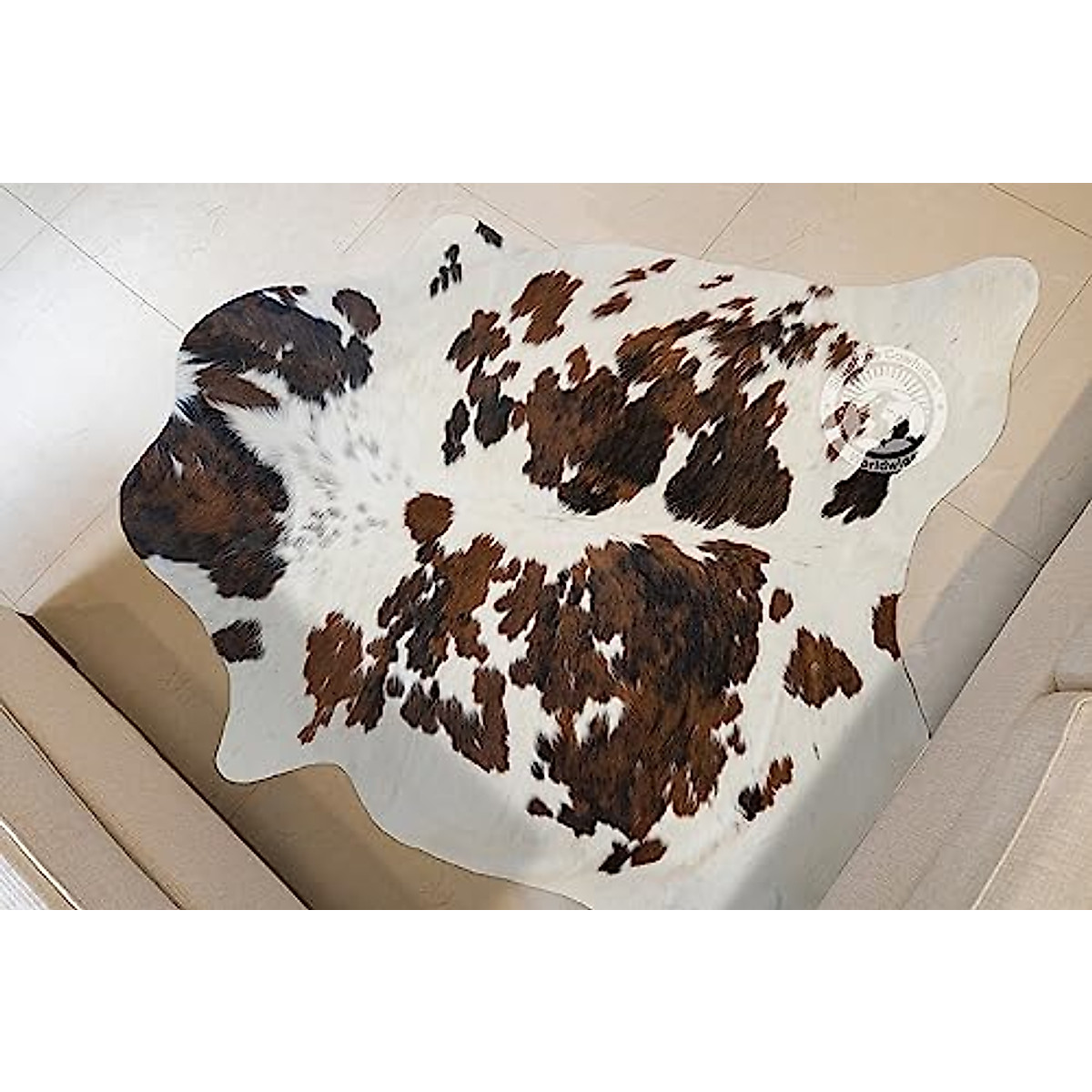 Genuine Tricolor Cowhide Rug 6 x 6-7 ft. 180 x 220 cm