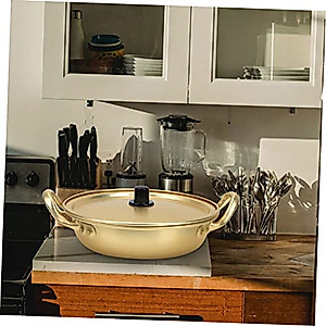 Yardwe Pot Instant Hotpot Asian Steamer Nonstick Cookware Korean Ramyun Pot Ramen Soup Pot Korean Ramen Soup Pot Instant Noodles Pot with Cover Cooking Hot Pot Quick Heating Ramen Pot