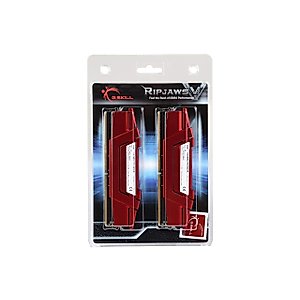 G.SKILL Ripjaws V Series DDR4 RAM 16GB (2x8GB) 2400MT/s CL17-17-17-39 1.20V Desktop Computer Memory UDIMM - Red (F4-2400C17D-16GVR)