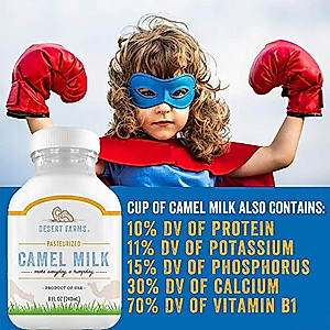 Desert Farms - Organic Fresh Frozen Camel Milk - Fresh Flavor with Health Benefits - Pure & Natural Grade A - Allergen Free Milk from Healthy Camels in Midwest - Made In The USA [6 Pack]