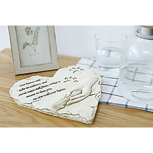 jinhuoba New York Dog Pet Memorial Stones, Hand-Painted Heart-Shaped Loss of Pet Dog Memorial Gifts with Sympathy Poem and Paw in Hand Design, (White)