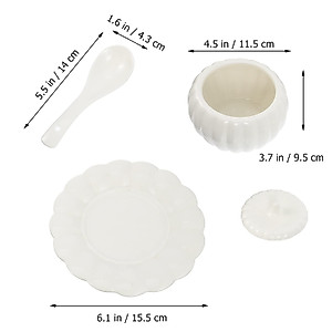 DOITOOL 1 Set Pumpkin Soup Bowl White Thickened Ceramic Pumpkin Bowl Tureen with Ladle Dish Halloween Decor Dinnerware Dessert Bowl for Halloween Table Decoration