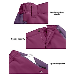 Little Donkey Andy Women’s Winter Hiking Ski Snowboarding Pants, Softshell Pants, Fleece Lined and Water Repellant Purple M