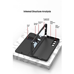 XIMAND for Samsung Galaxy Z Fold 5 5G Case with S Pen Holder (Removable),2 Card Slots,Explosion-Proof Glass,Protective Anti-Scratch,Hard Slim Leather Bracket Case with Screen Protector(Brown)